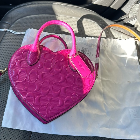 Coach | Bags | Coach Signature Heart Shaped Fuschia | Poshmark